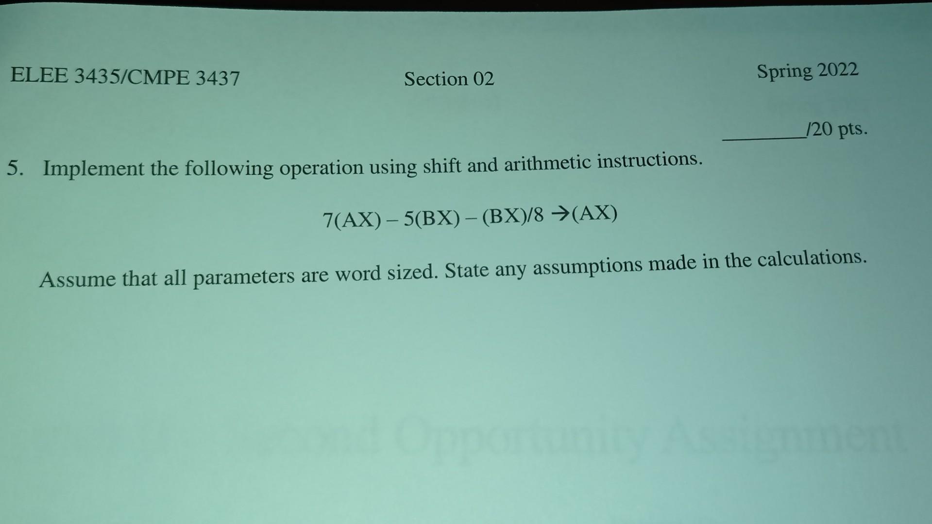 Solved ELEE 3435/CMPE 3437 Section 02 Spring 2022 120 pts. | Chegg.com