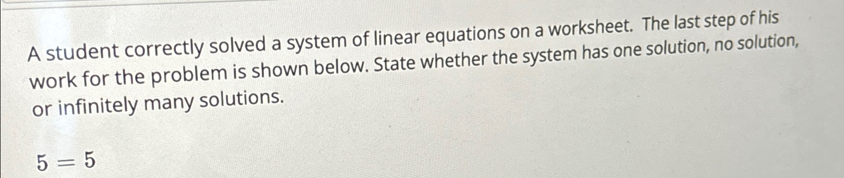 Solved A student correctly solved a system of linear | Chegg.com