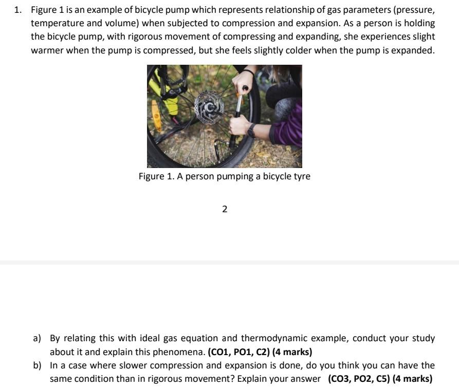 Solved 1. Figure 1 is an example of bicycle pump which | Chegg.com