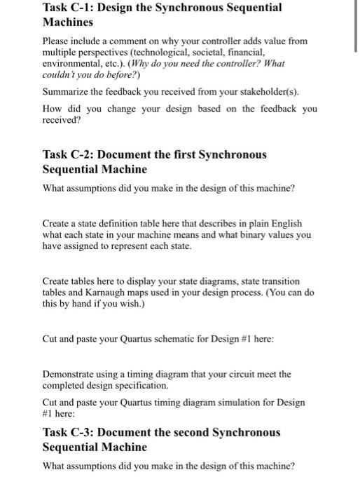 Task C 1 Design The Synchronous Sequential Machines