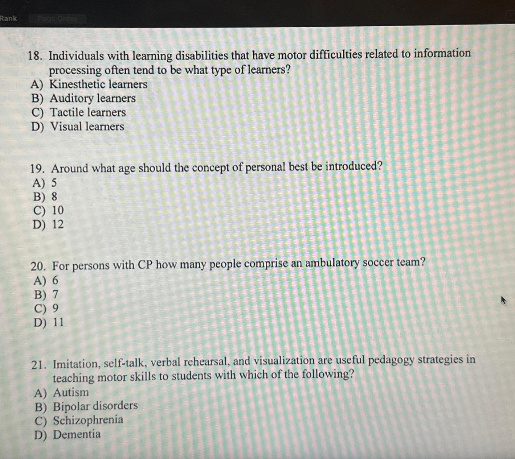 Solved Individuals with learning disabilities that have | Chegg.com