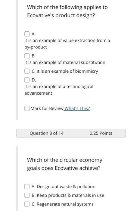 Solved Which of the following applies to Ecovative's product | Chegg.com