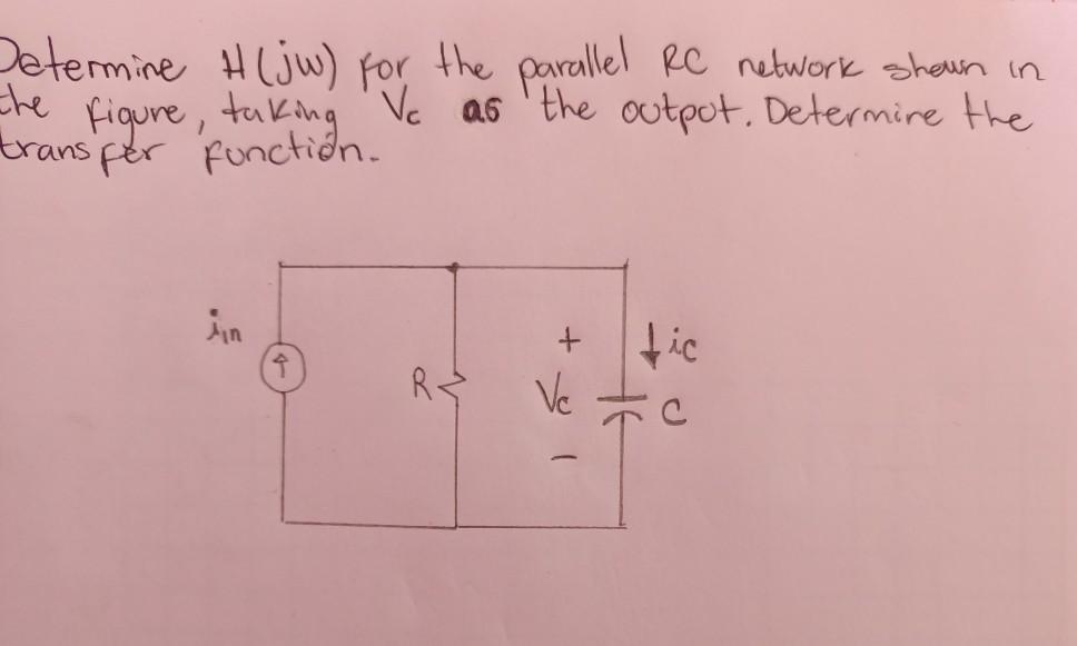 Solved Determine H (jw) for the parallel RC network shown in | Chegg.com