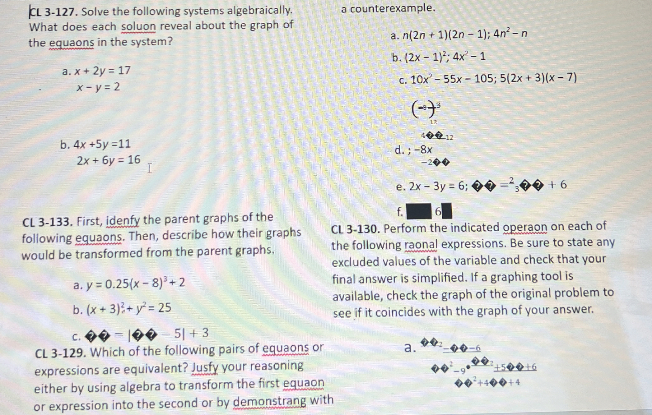 Solved KL 3-127. ﻿Solve the following systems | Chegg.com