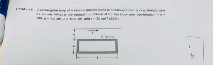 Solved Problem 5 A rectangular loop of closely packed turns | Chegg.com