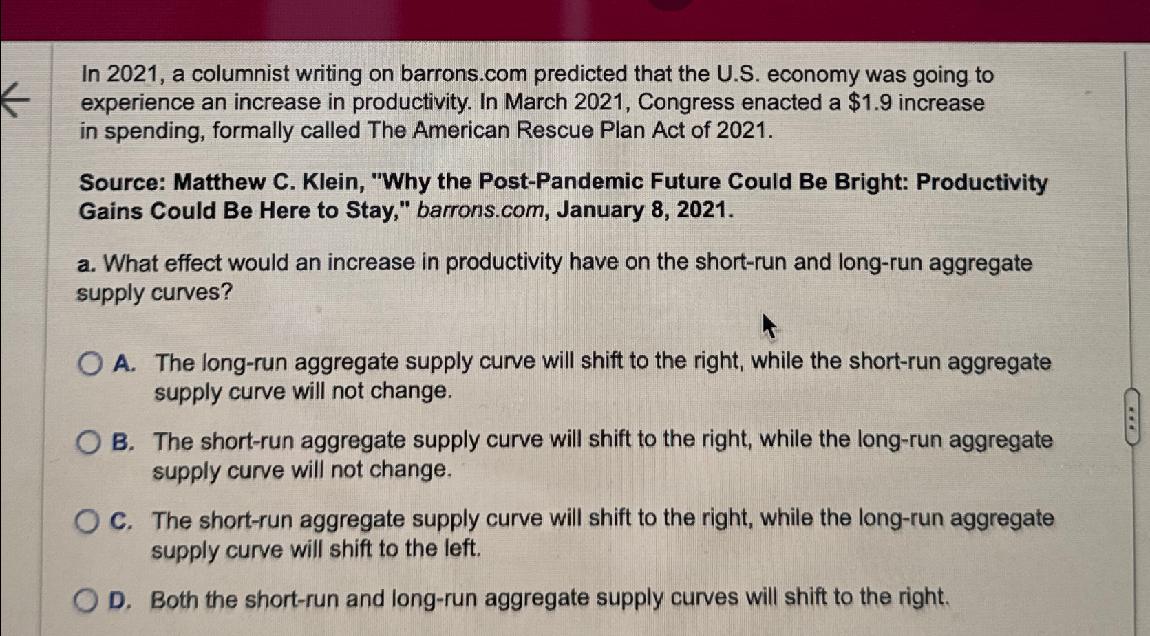Solved In 2021, ﻿a columnist writing on barrons.com | Chegg.com