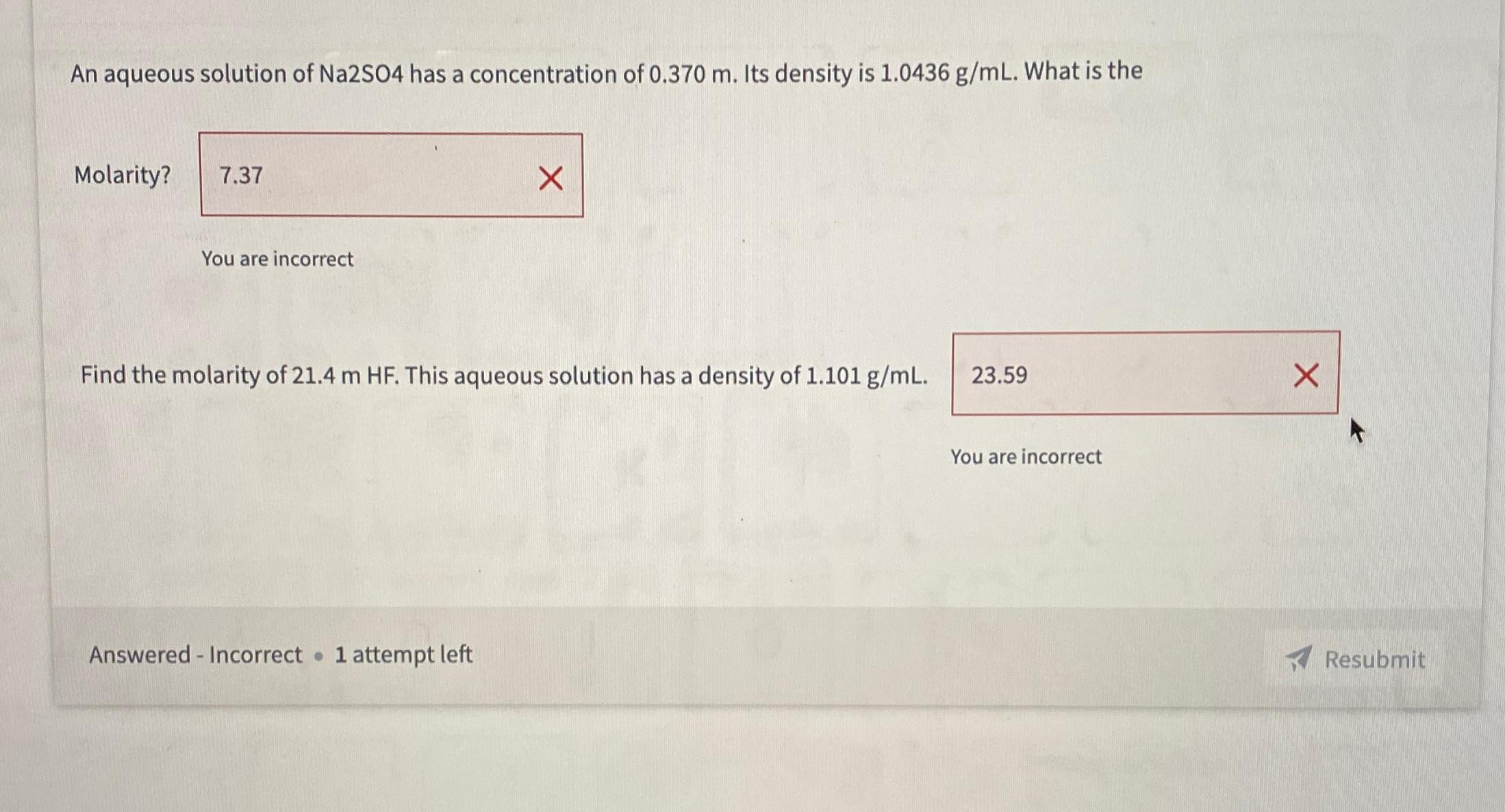 Solved An aqueous solution of Na2SO4 ﻿has a concentration of | Chegg.com
