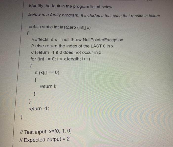 Solved Identify the fault in the program listed below. Below | Chegg.com