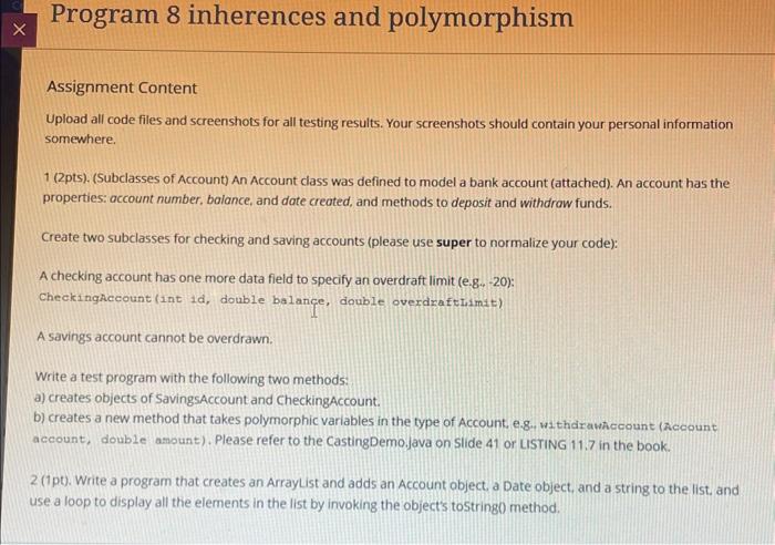 Solved Program 8 Inherences And Polymorphism Assignment