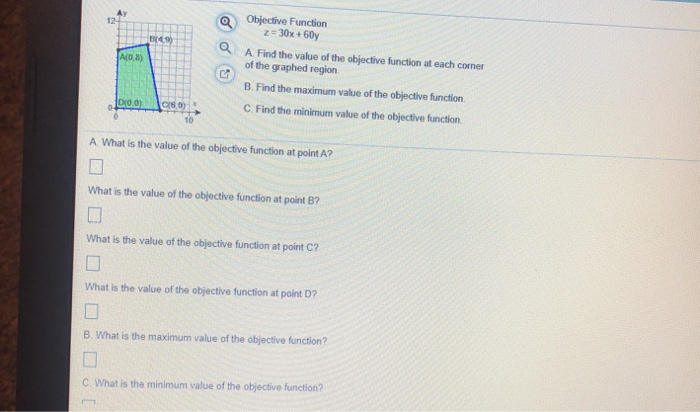 Solved Q Objective Function Z 30x 60y A 0 8 A Find The