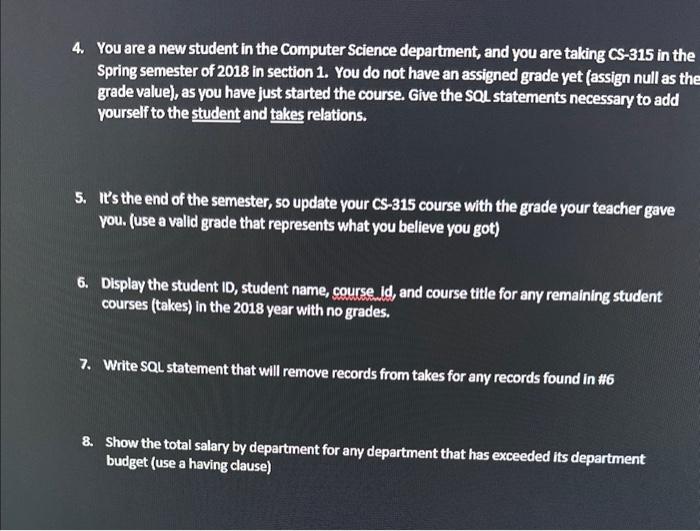 Solved 4. You are a new student in the Computer Science | Chegg.com