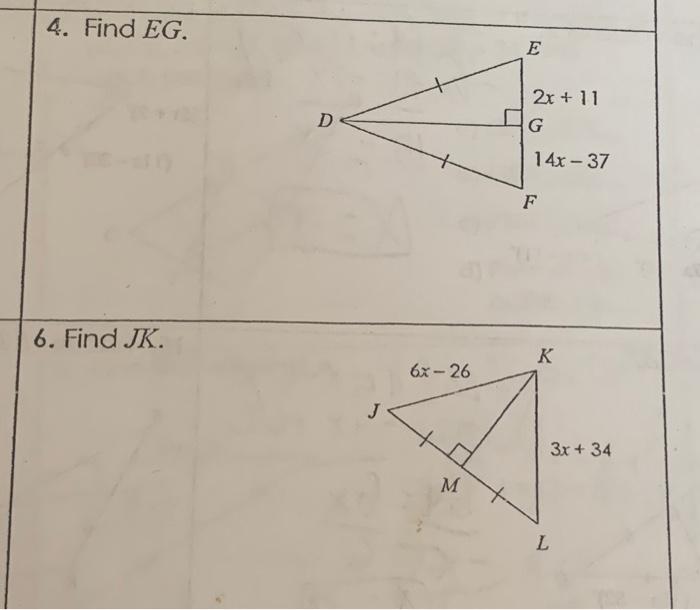 Solved 4. Find EG. 6. Find JK. | Chegg.com