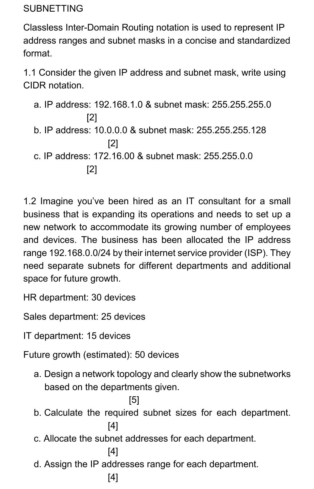 Solved Subnetting Classless Inter Domain Routing Notation Is 5771