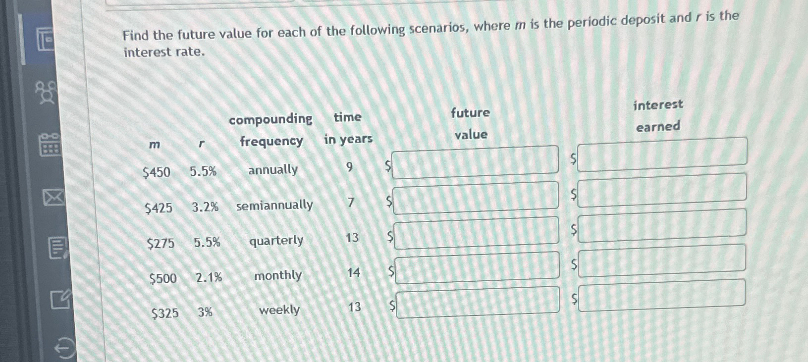 Solved Find the future value for each of the following | Chegg.com