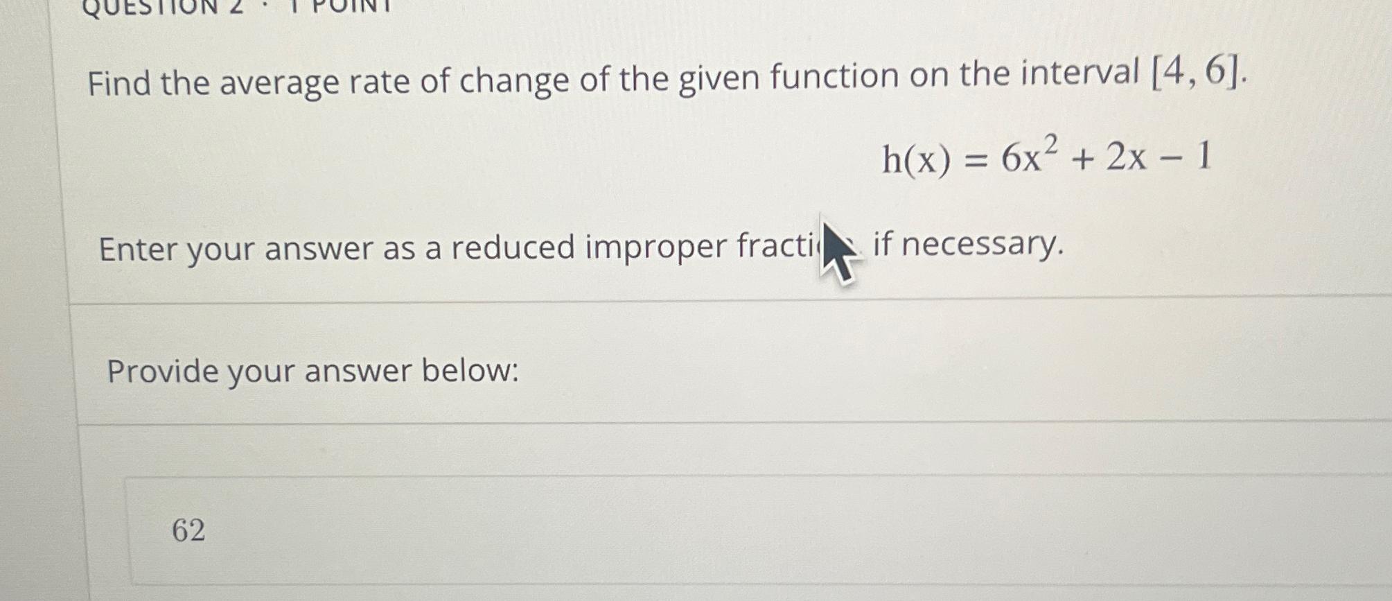 Solved Find the average rate of change of the given function | Chegg.com