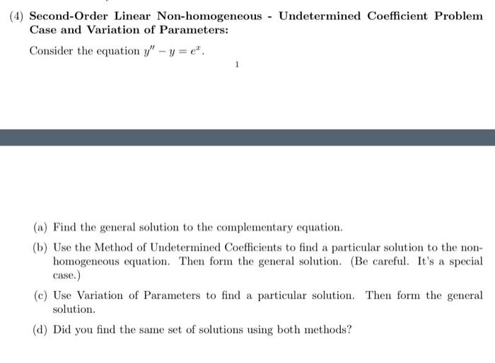 Solved 4 Second Order Linear Non Homogeneous
