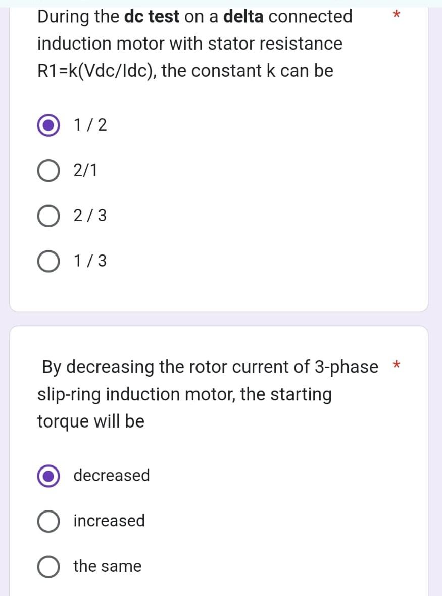 Solved During the dc test on a delta connected induction | Chegg.com