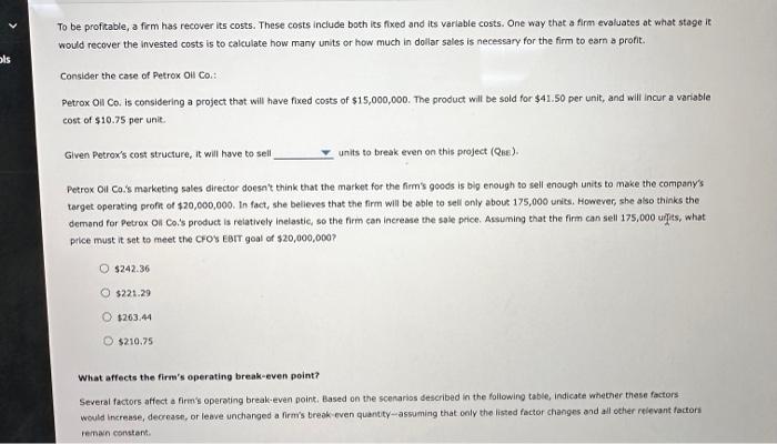 Solved To be profitable, a firm has recover its costs. These | Chegg.com