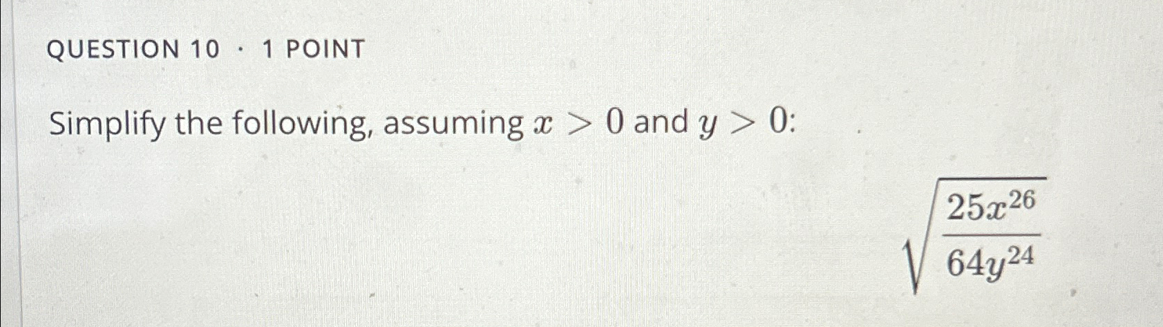 Solved QUESTION 10 - 1 ﻿POINTSimplify the following, | Chegg.com