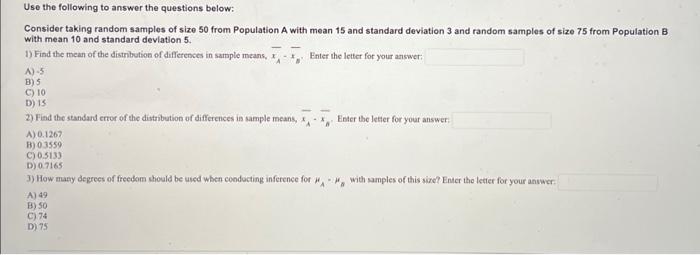 Solved Consider taking random samples of size 50 from | Chegg.com