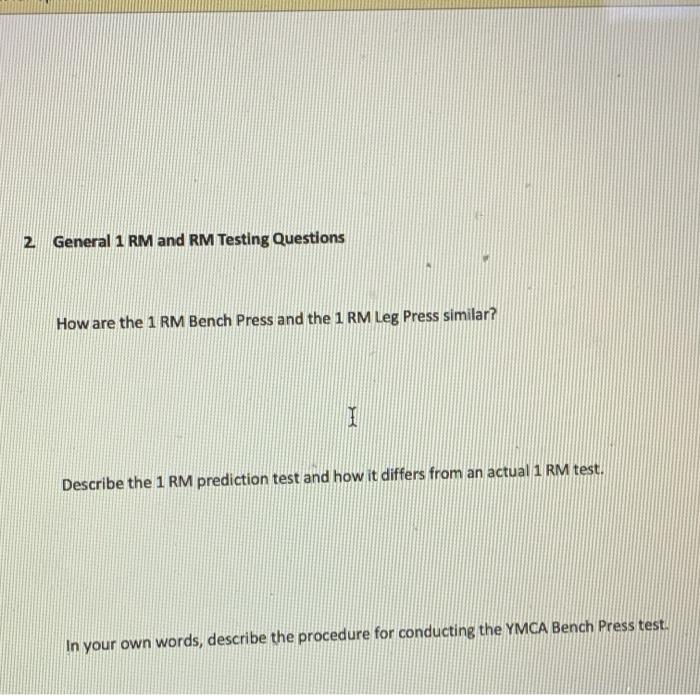 Solved 2 General 1 RM and RM Testing Questions How are the 1 | Chegg.com
