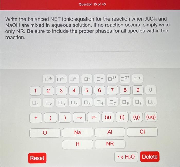 Solved Write the balanced NET ionic equation for the | Chegg.com