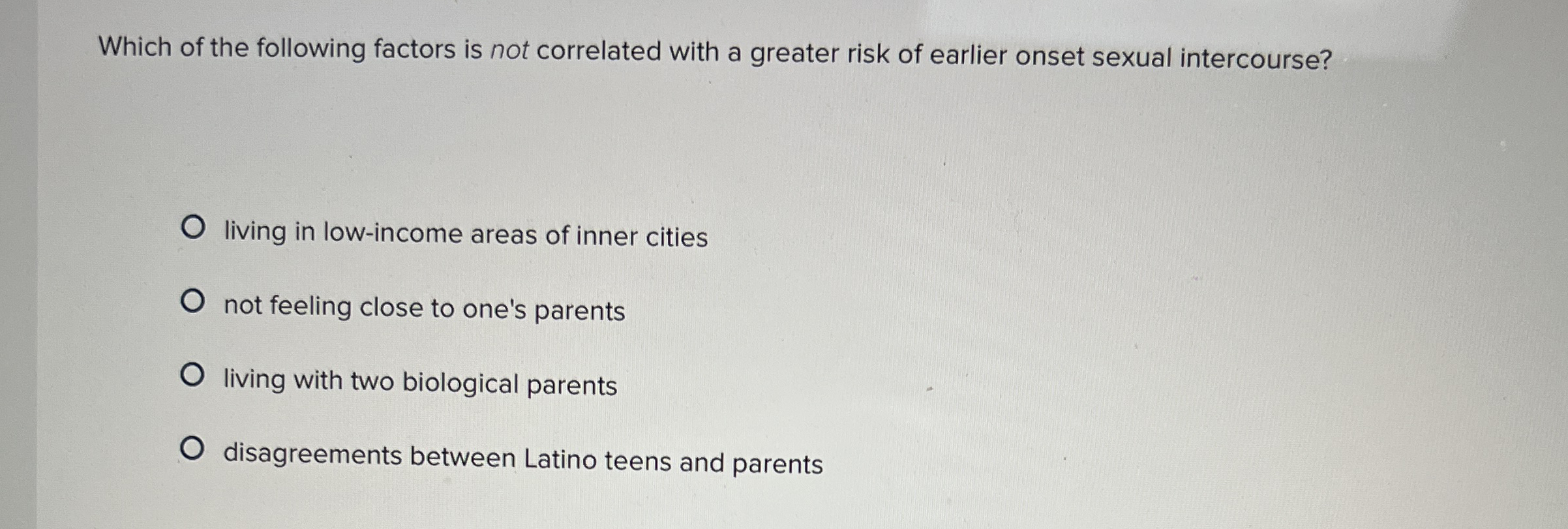 Solved Which of the following factors is not correlated with | Chegg.com