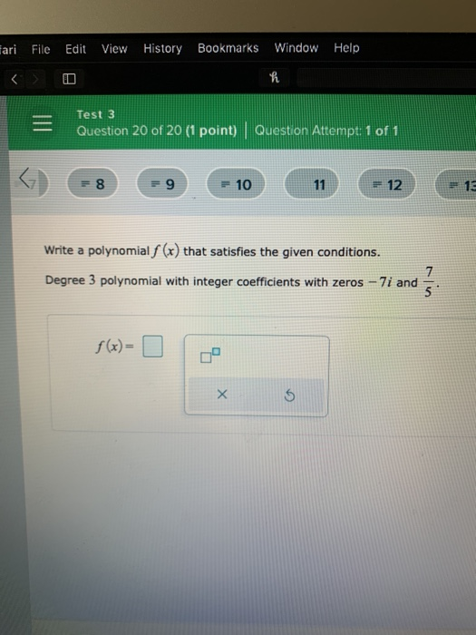 Solved fari File Edit View History Bookmarks Window Help | Chegg.com