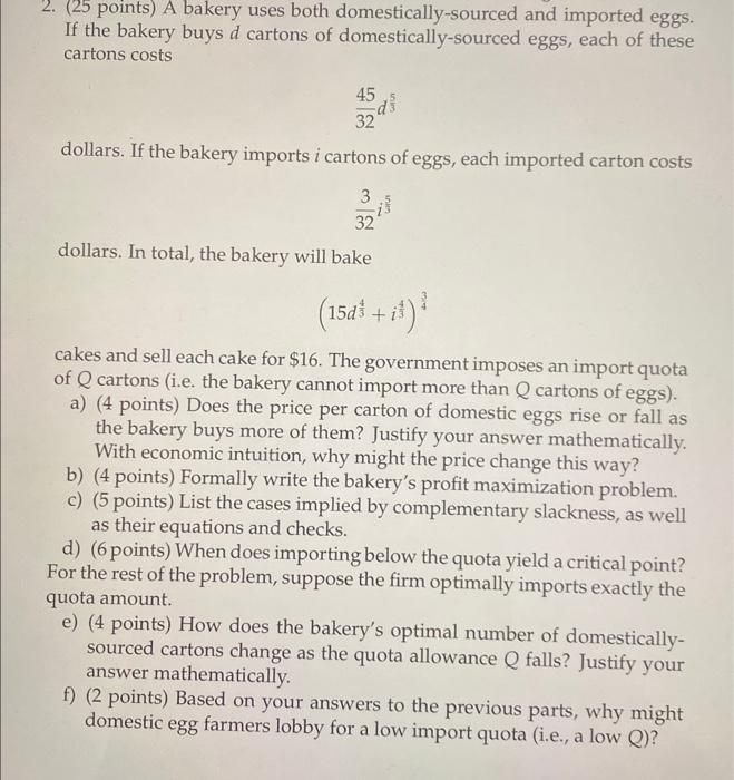 Solved 2. ( 25 points) A bakery uses both | Chegg.com