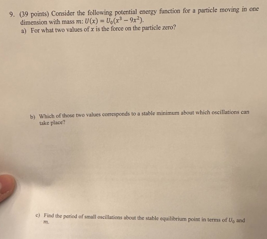 Solved ( 39 ﻿points) ﻿Consider the following potential | Chegg.com
