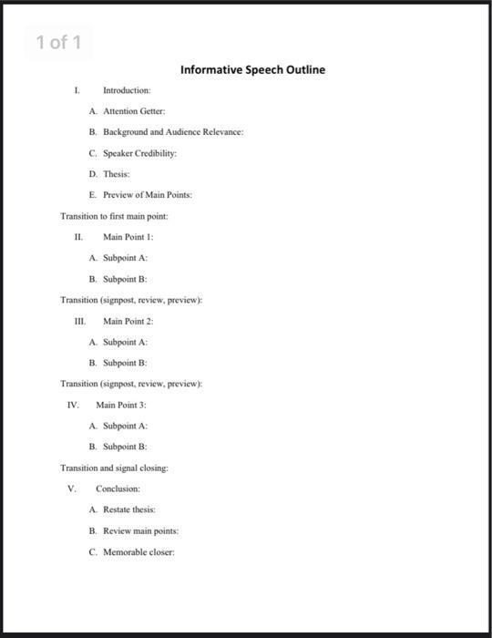 List & Complete Outline/Sources Used For Informative | Chegg.com