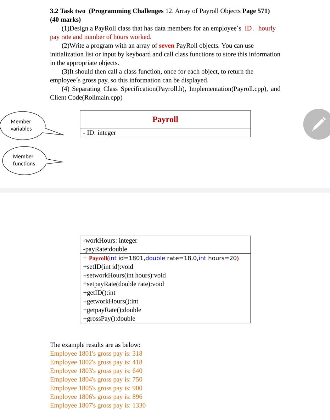 Solved Member variables Member functions 3.2 Task two | Chegg.com