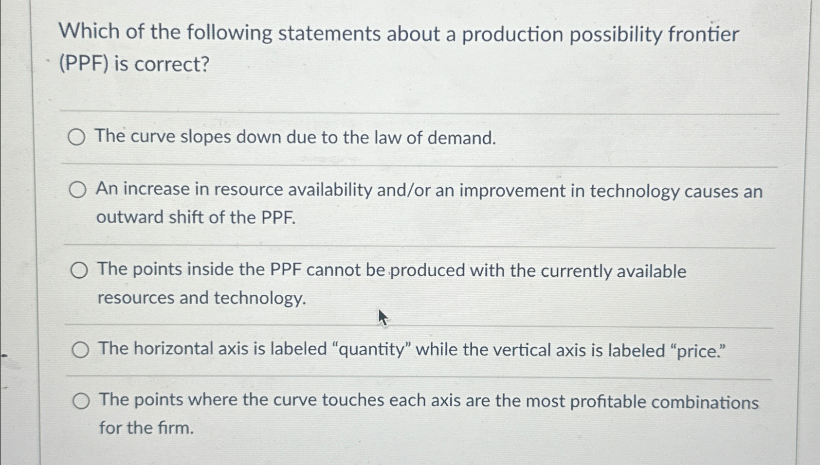 Solved Which of the following statements about a production | Chegg.com