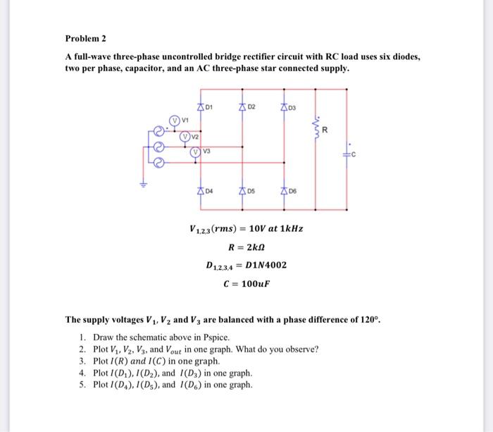 Solved A full-wave three-phase uncontrolled bridge rectifier | Chegg.com