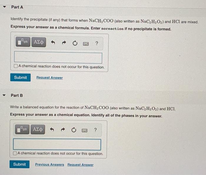 Solved Part A Identify the precipitate (if any) that forms | Chegg.com