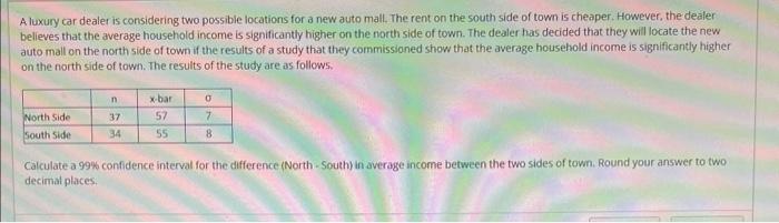 Solved A luxury car dealer is considering two possible | Chegg.com