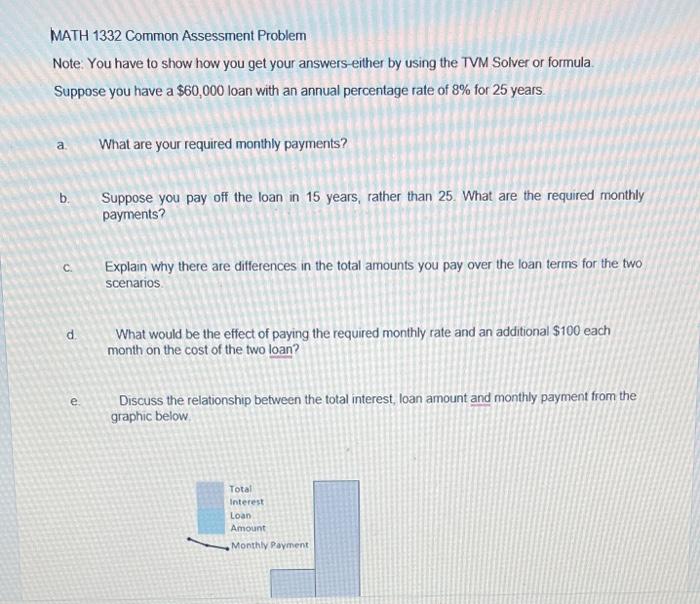 Solved MATH 1332 Common Assessment Problem Nole You have to | Chegg.com