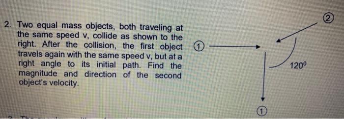 Solved 2. Two equal mass objects, both traveling at the same | Chegg.com