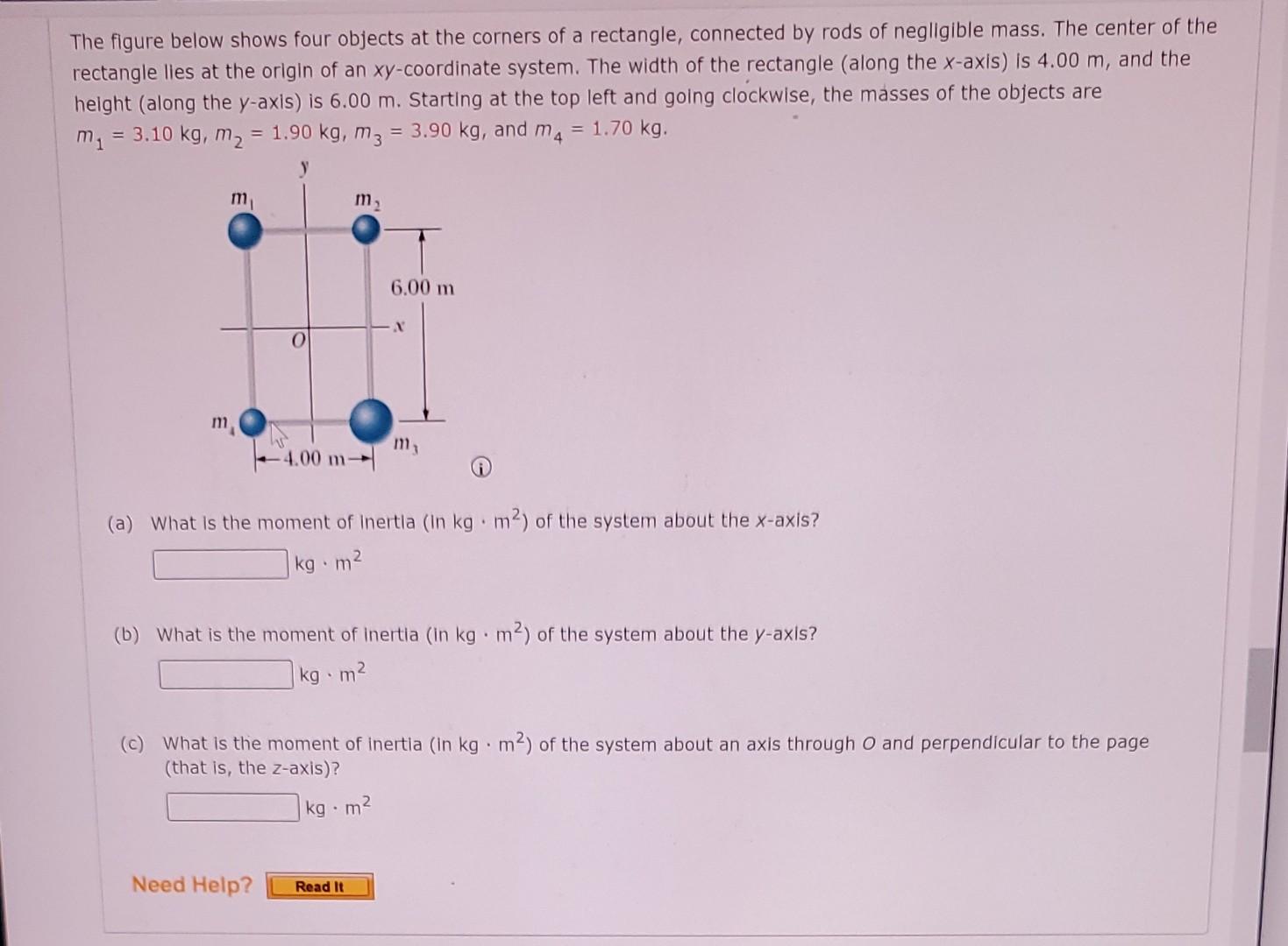 Solved The figure below shows four objects at the corners of | Chegg.com