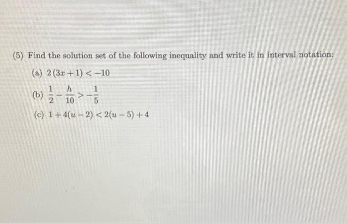 (5) Find the solution set of the following inequality | Chegg.com