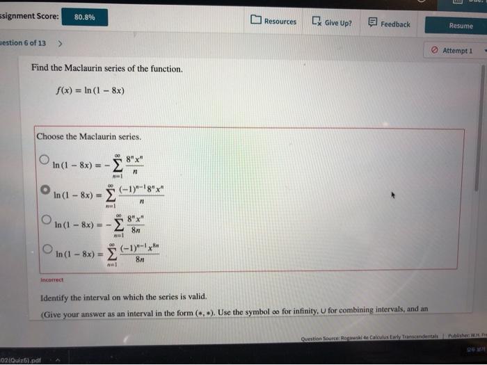 Solved ssignment Score: 80.8% Resources Give Up? Feedback | Chegg.com