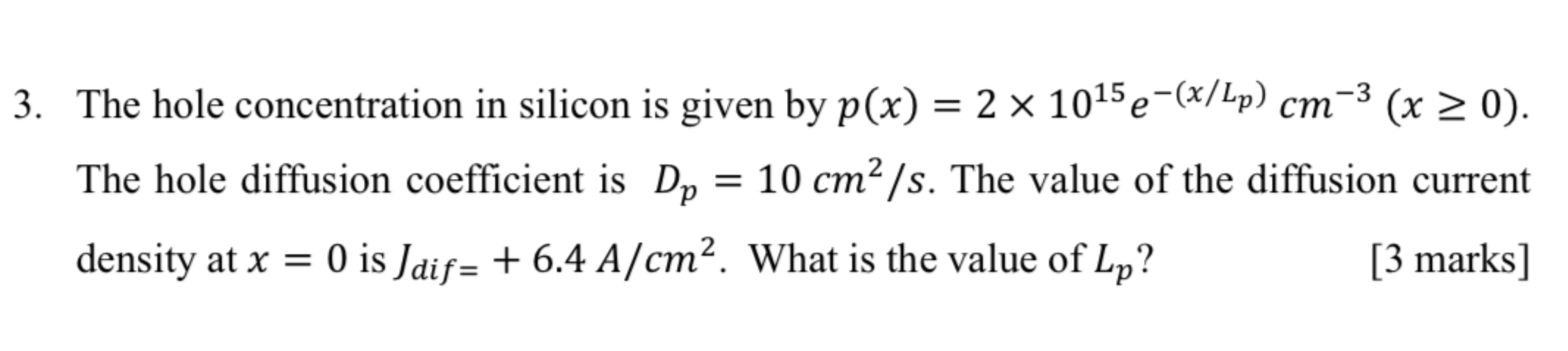 Solved The hole concentration in silicon is given by | Chegg.com