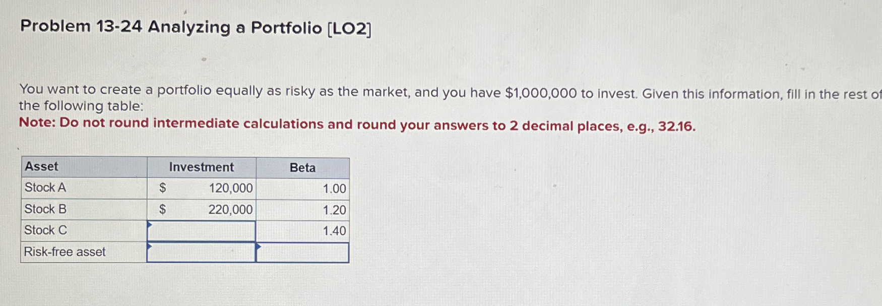 [Solved]: Problem 13-24 Analyzing a Portfolio [LO2] You want