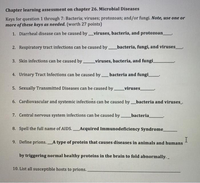 Solved Chapter learning assessment on chapter 26. Microbial | Chegg.com