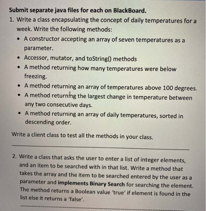Solved Submit separate java files for each on BlackBoard. 1. | Chegg.com