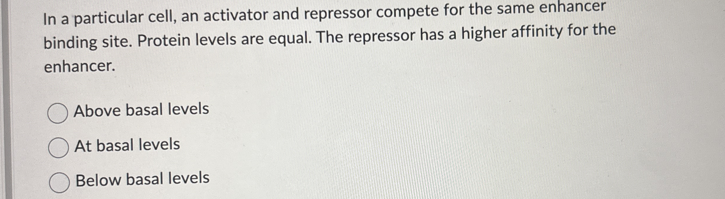 Solved In a particular cell, an activator and repressor | Chegg.com