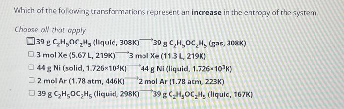 Solved Which of the following transformations represent an | Chegg.com