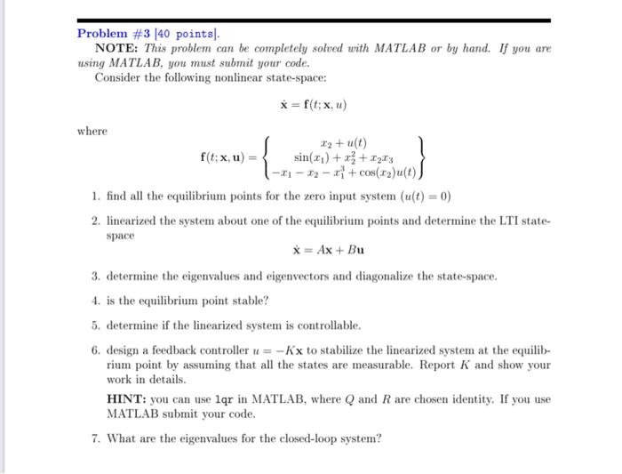 Problem \#3 [40 points]. NOTE: This problem can be | Chegg.com