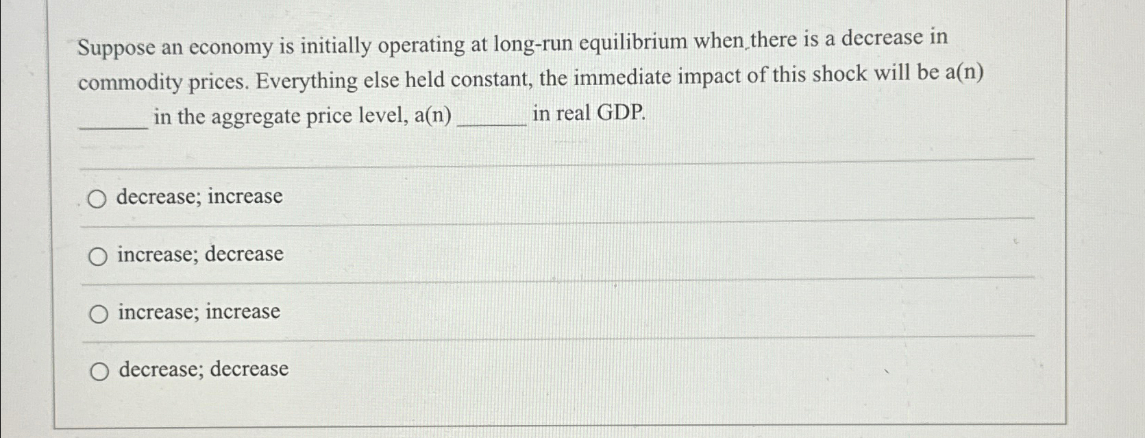 Solved Suppose an economy is initially operating at long-run | Chegg.com