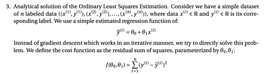 Solved 3. Analytical solution of the Ordinary Least Squares | Chegg.com